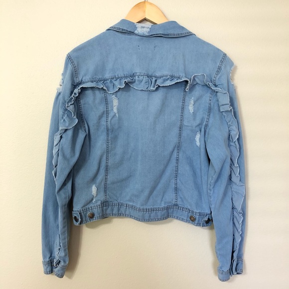 Elliott & Vine | Jackets & Coats | Elliott Vine Distressed Ruffle Jean ...